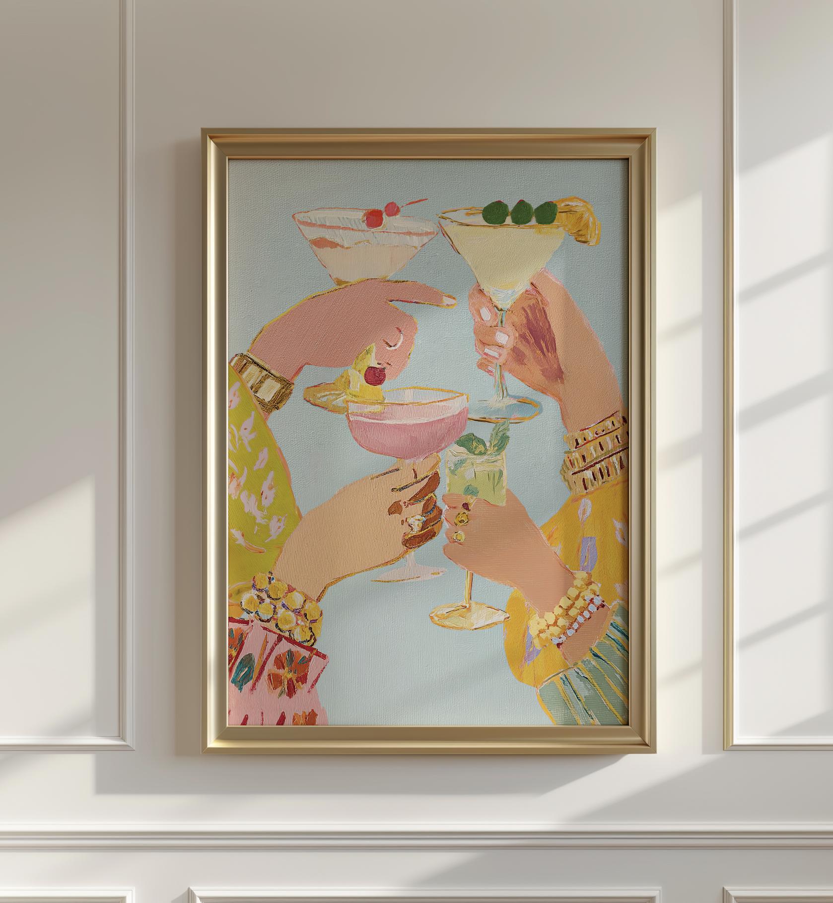Stylish Cocktail Bar Print: Preppy Girls Night Out Martini Artwork for ...