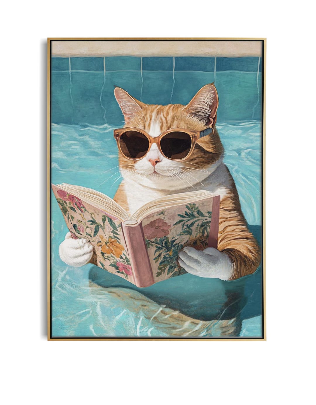 Funny Cat Pool Party Poster: Bathroom Wall Art (no Frame) - Etsy