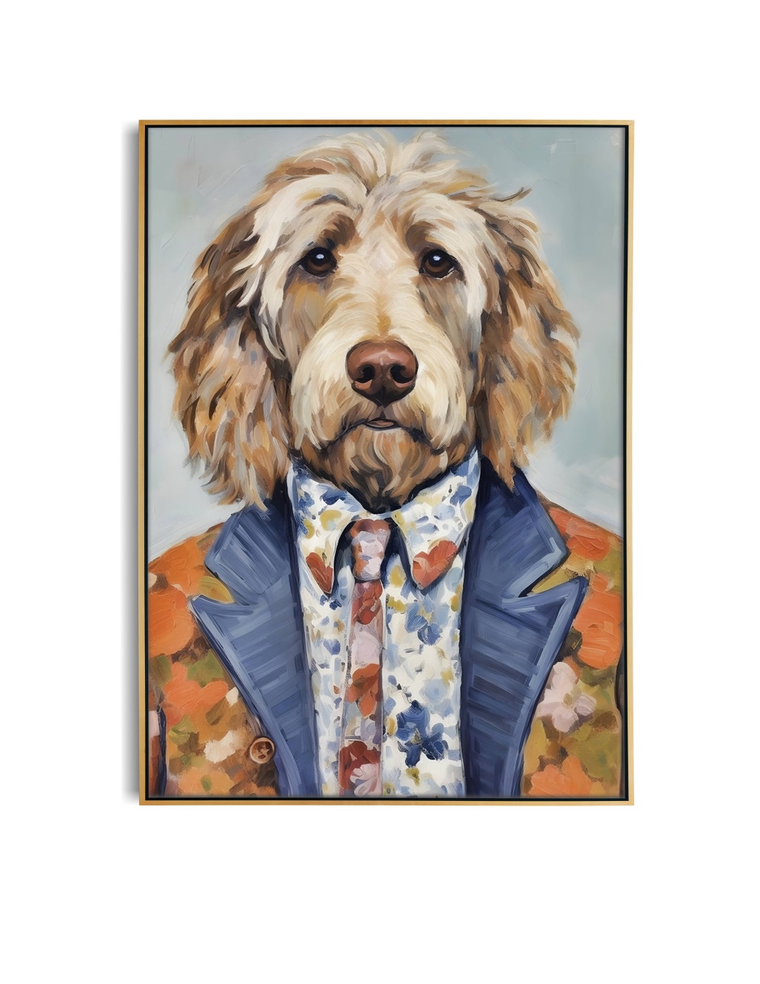 Stylishly Dressed Doodle Dog Poster - Funny Labradoodle Wall Art for ...