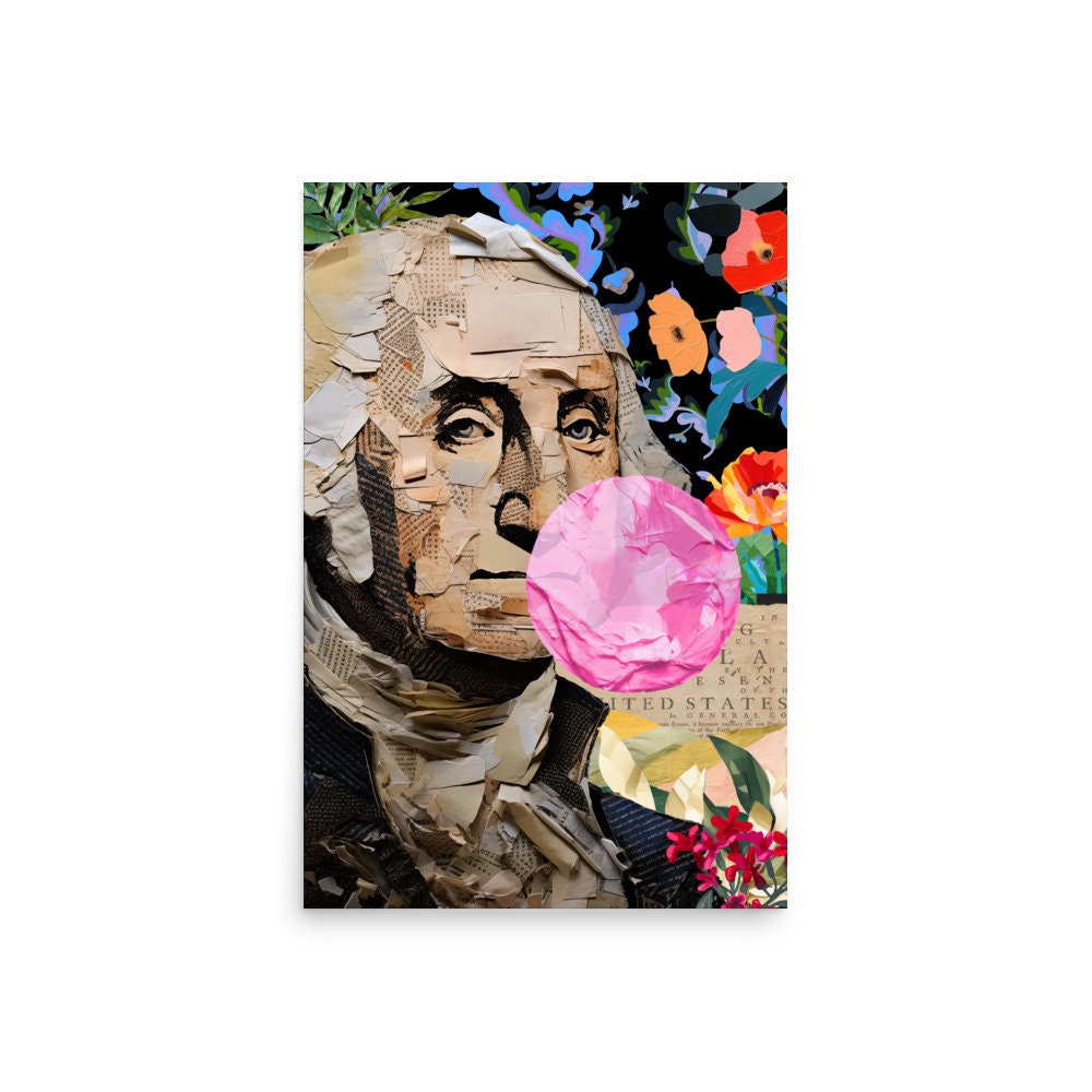 George Washington Collage Poster,funny President Decor,funny Home Decor ...