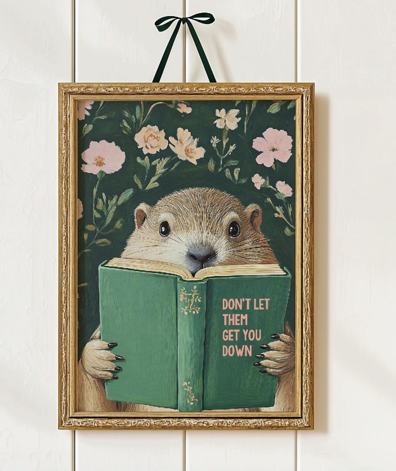 Whimsical Groundhog Reading Book Art Print - Literary Animal Wall Decor ...