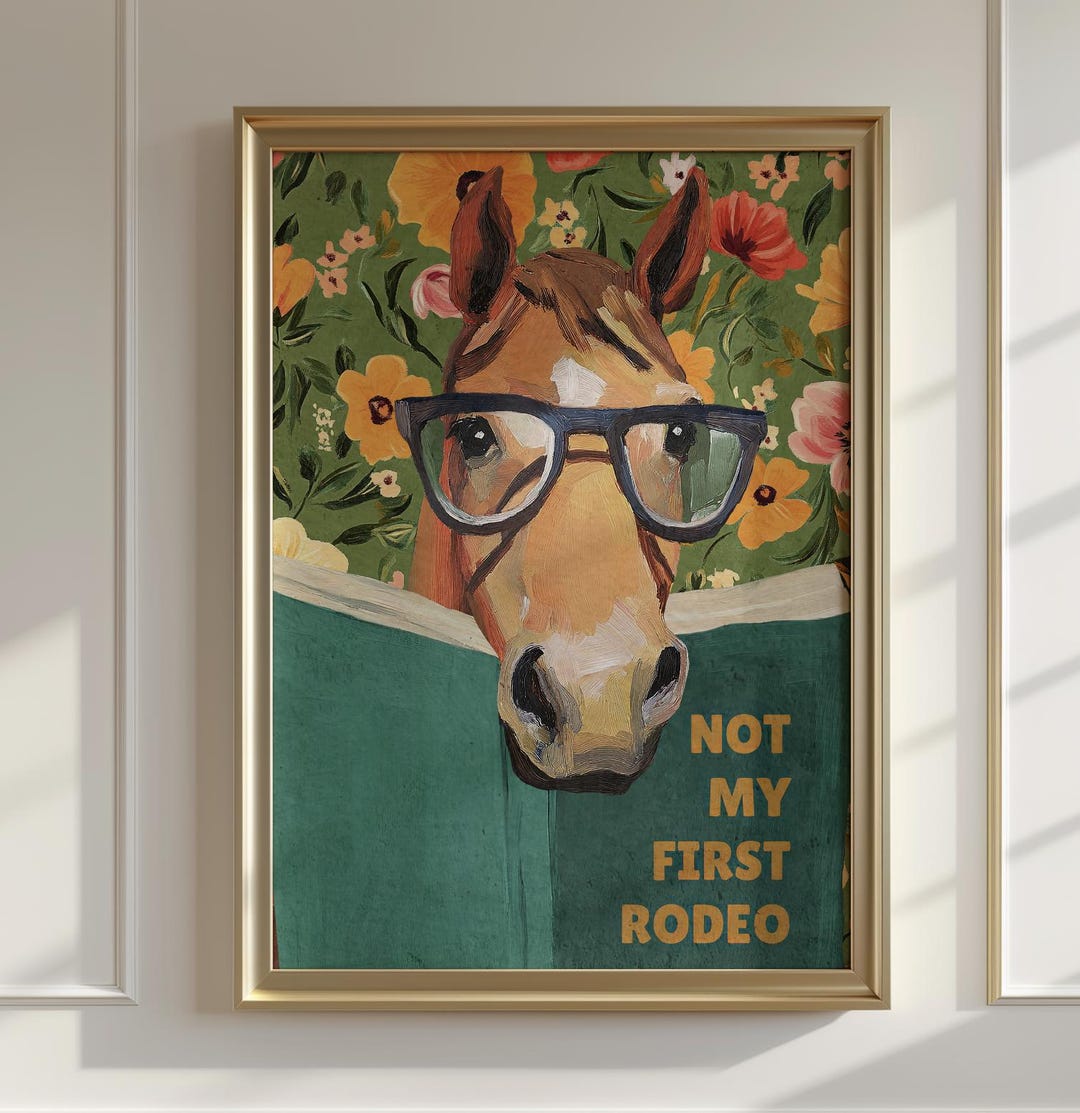 Funny Horse Reading Book Art Print - Literary Equine Decor for ...