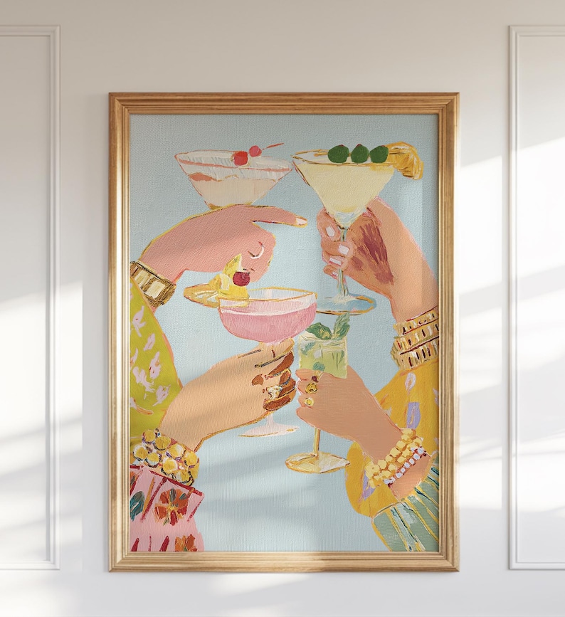 Stylish Cocktail Bar Print: Preppy Girls Night Out Martini Artwork for ...