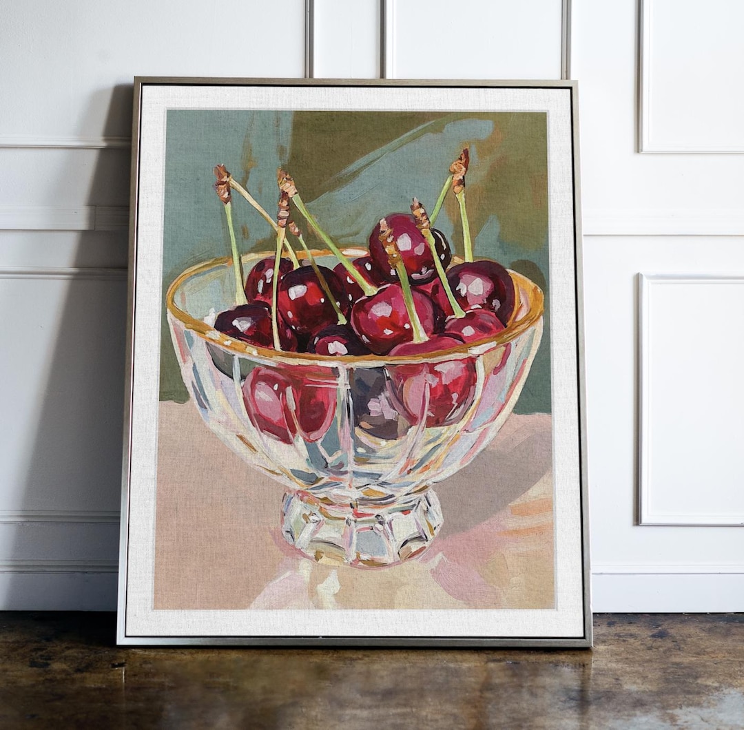 Minimalist Cherry Art Print: Pink Kitchen Wall Decor (frame Not ...