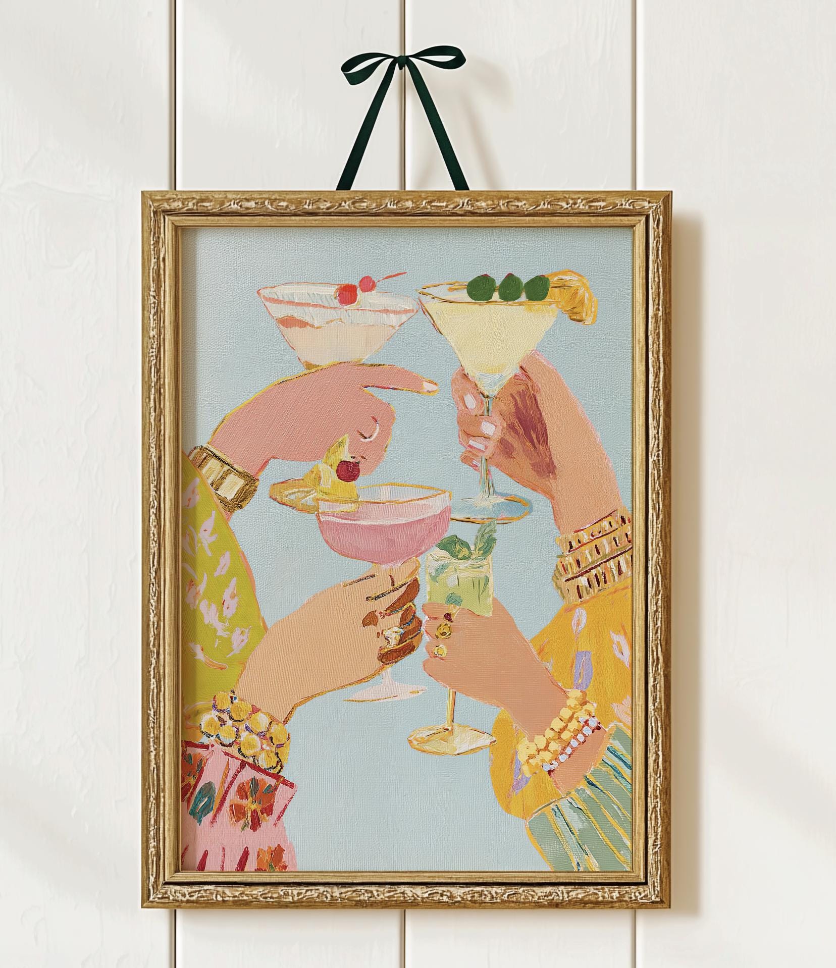 Stylish Cocktail Bar Print: Preppy Girls Night Out Martini Artwork for ...