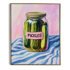 Vibrant Pickles Jar Art Print: Colorful Kitchen Wall Decor for Food ...
