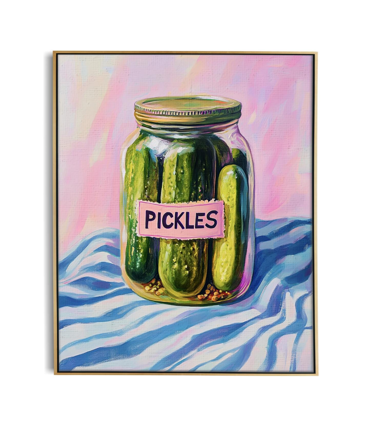 Vibrant Pickles Jar Art Print: Colorful Kitchen Wall Decor for Food ...