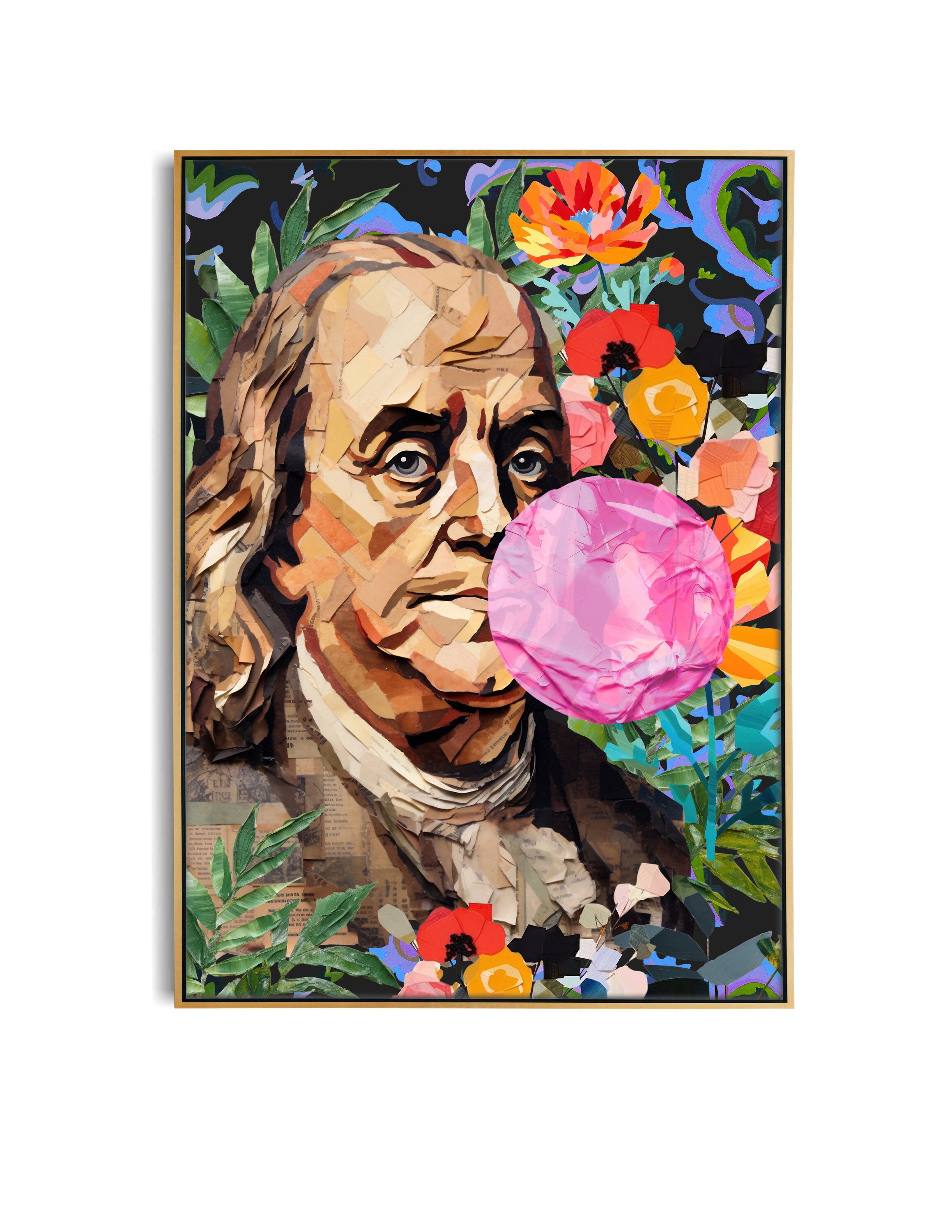 Benjamin Franklin Paper Collage Art Poster, Funny Home Decor, Funny ...