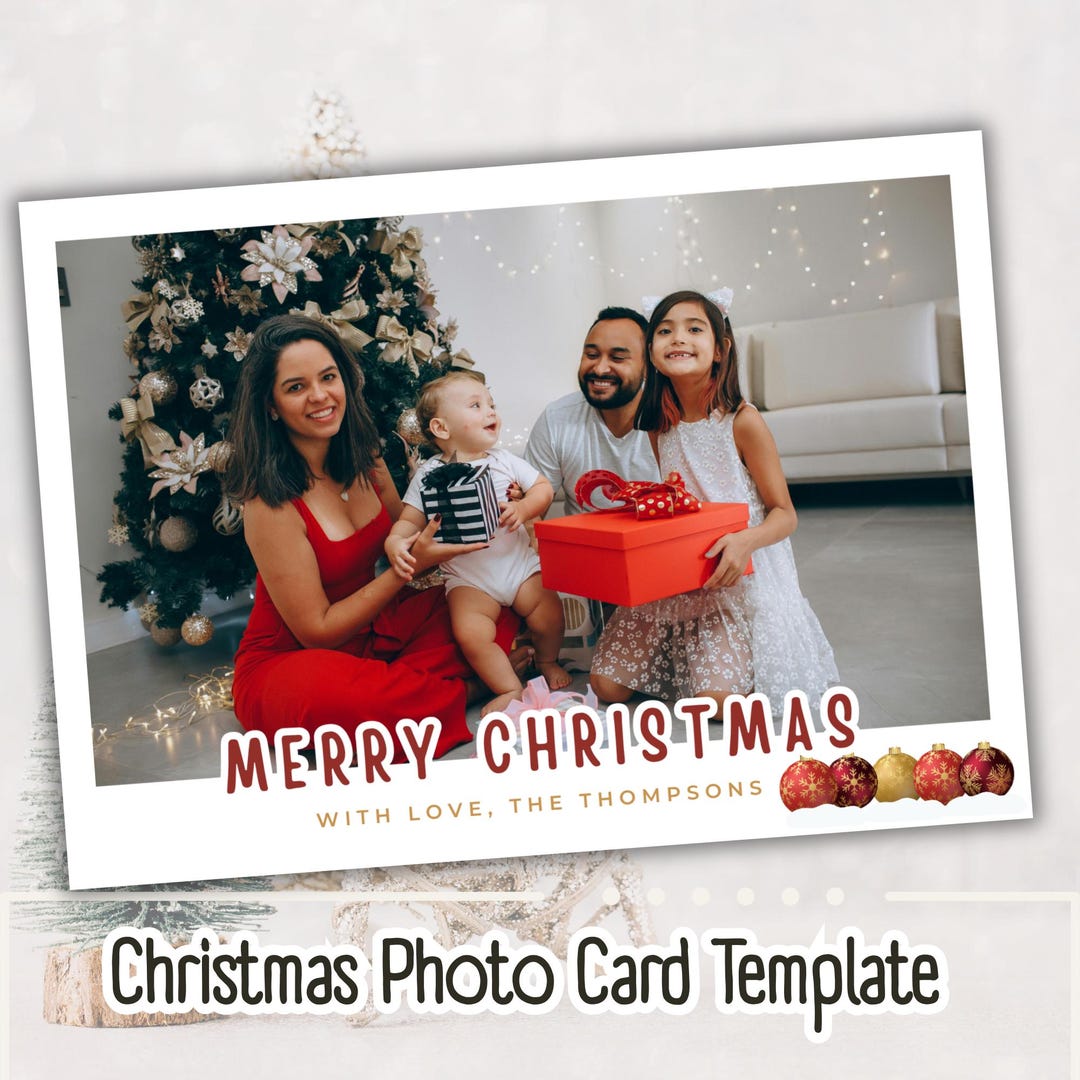 Christmas Memory Photo Card Template, Editable Holiday Greeting Family ...