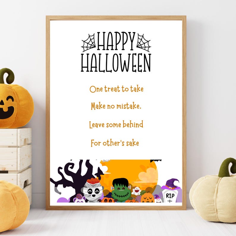 Printable Halloween Candy Sign, Trick-or-treat Door Sign, Take One ...