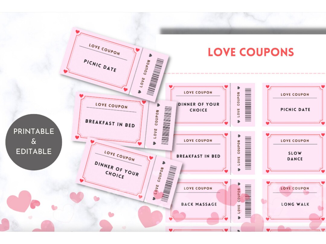 Printable Love Coupons Valentines Day, Fun Love Coupons Book, Gift for ...