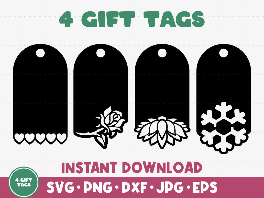 Gift Tag SVG, 4 Decorative Present Labels, Floral Wedding Tag, Gift Tag ...