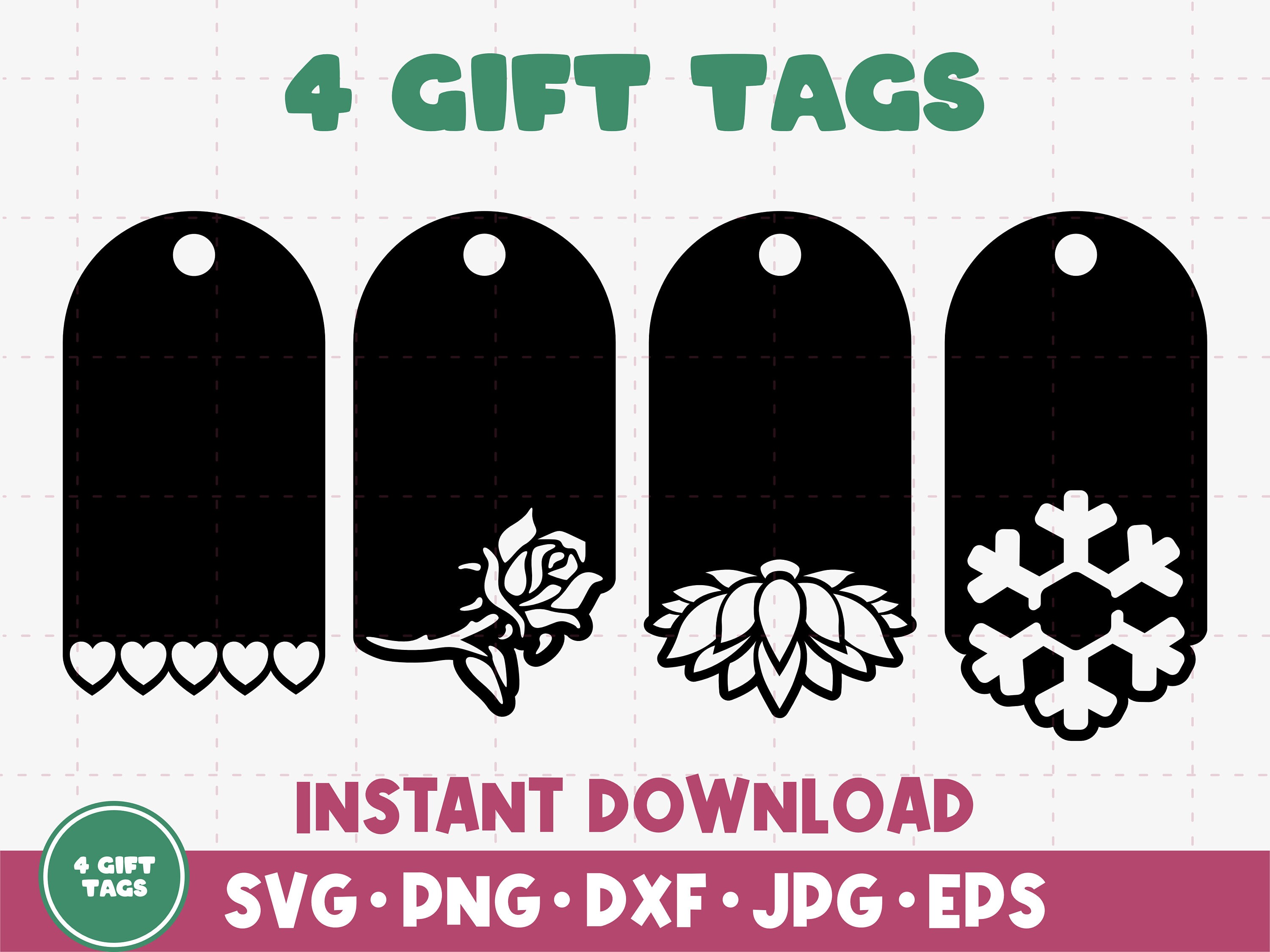 Gift Tag SVG, 4 Decorative Present Labels, Floral Wedding Tag, Gift Tag ...