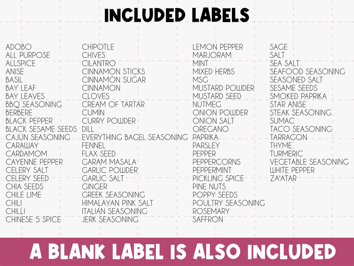 Spice Jar Label SVG Bundle, Kitchen Organization Cut Files, Pantry ...