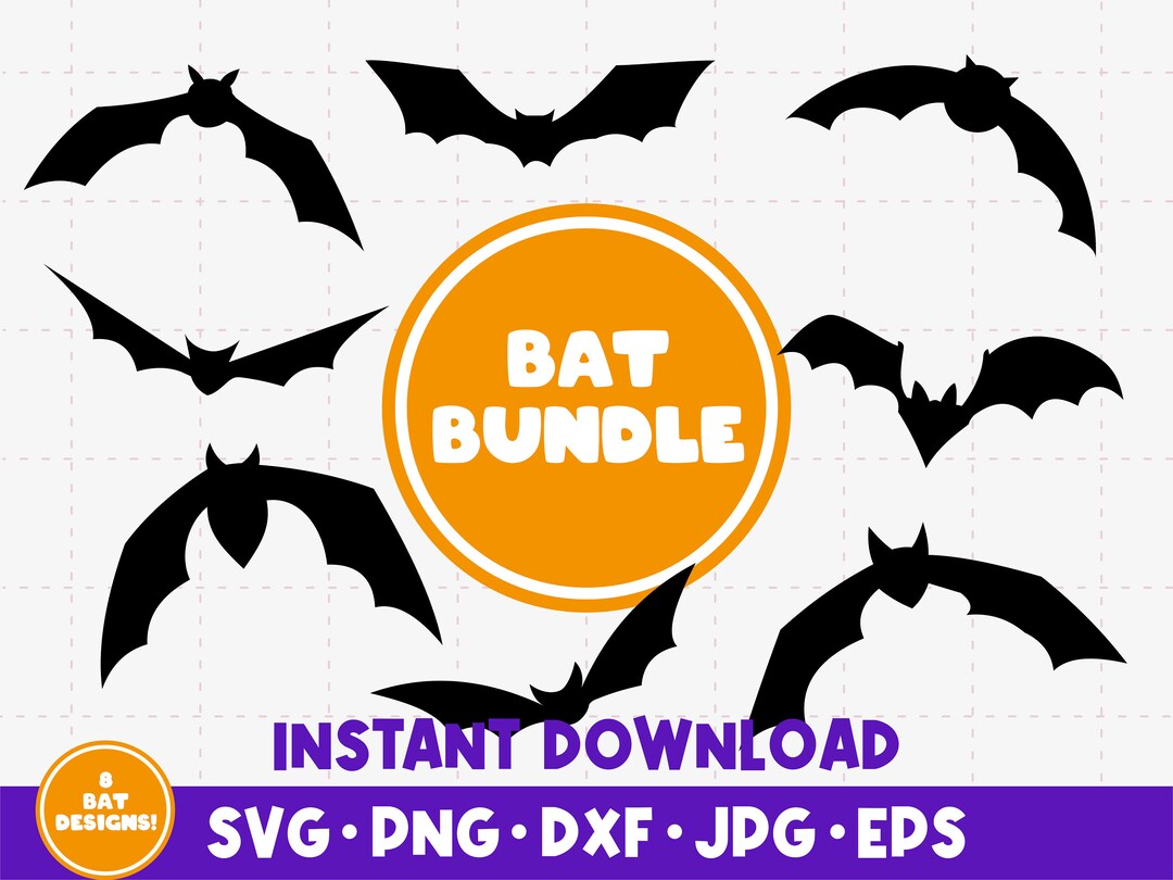 Bat Bundle SVG Cut Files, Spooky Vector Clip Art, Halloween Bats PNG ...
