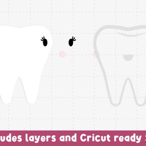 Layered SVG Tooth, Smiling Tooth Clip Art, Cute Teeth Vector Art, PNG ...
