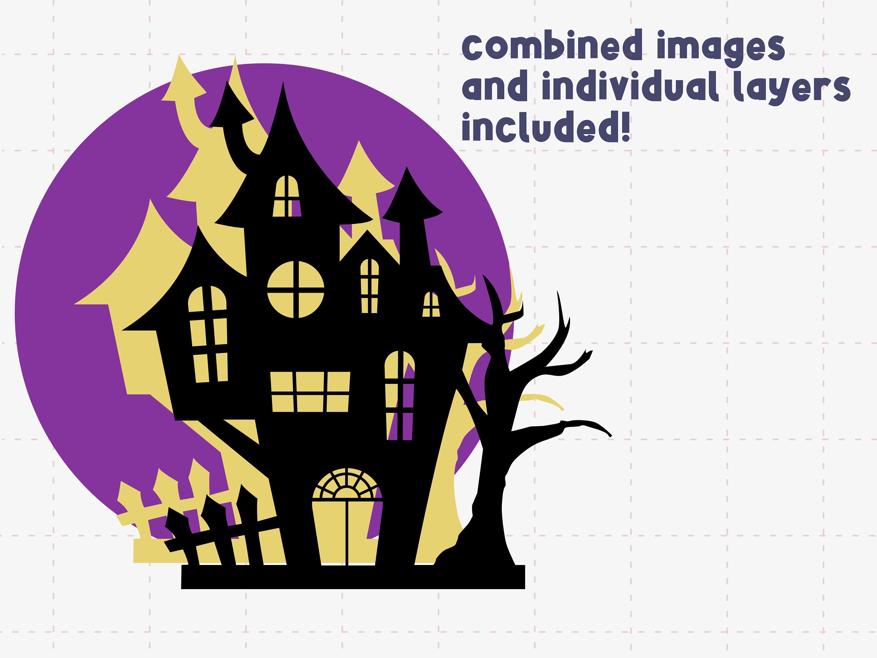 Haunted House SVG, Spooky Building Halloween Clipart, Layered Svgs for ...