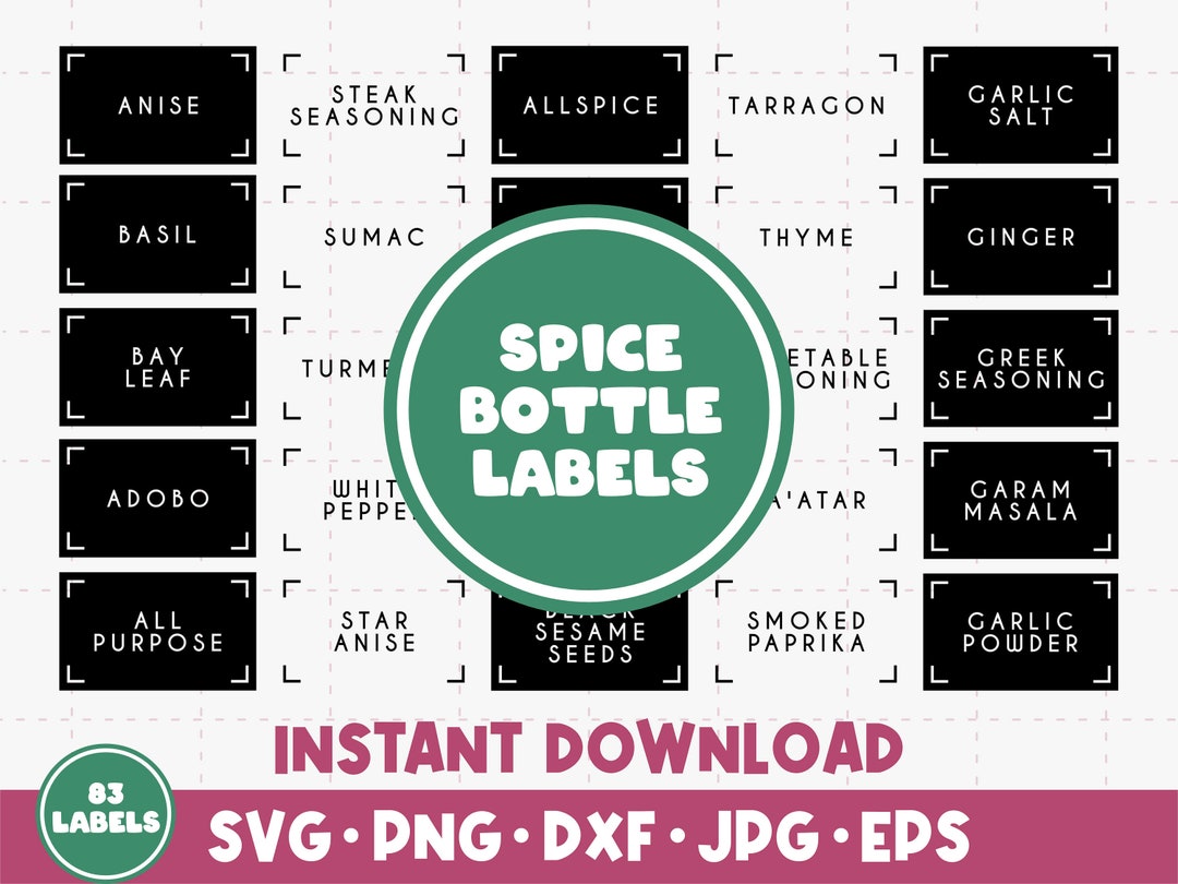 Spice Jar Label SVG Bundle, Kitchen Organization Cut Files, Pantry ...