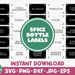 Spice Jar Label SVG Bundle, Kitchen Organization Cut Files, Pantry ...
