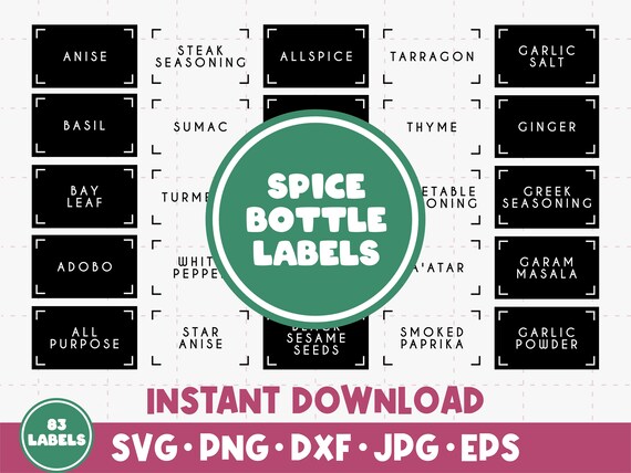 Spice Jar Label SVG Bundle Kitchen Organization Cut Files - Etsy