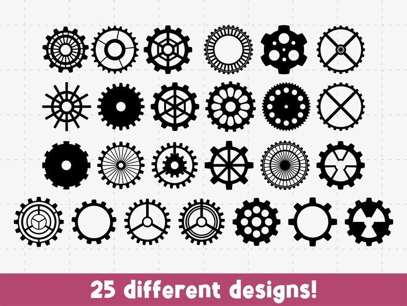 Cogs and Gears SVG Bundle, Steampunk Gear Designs, Cog Wheel Silhouette ...
