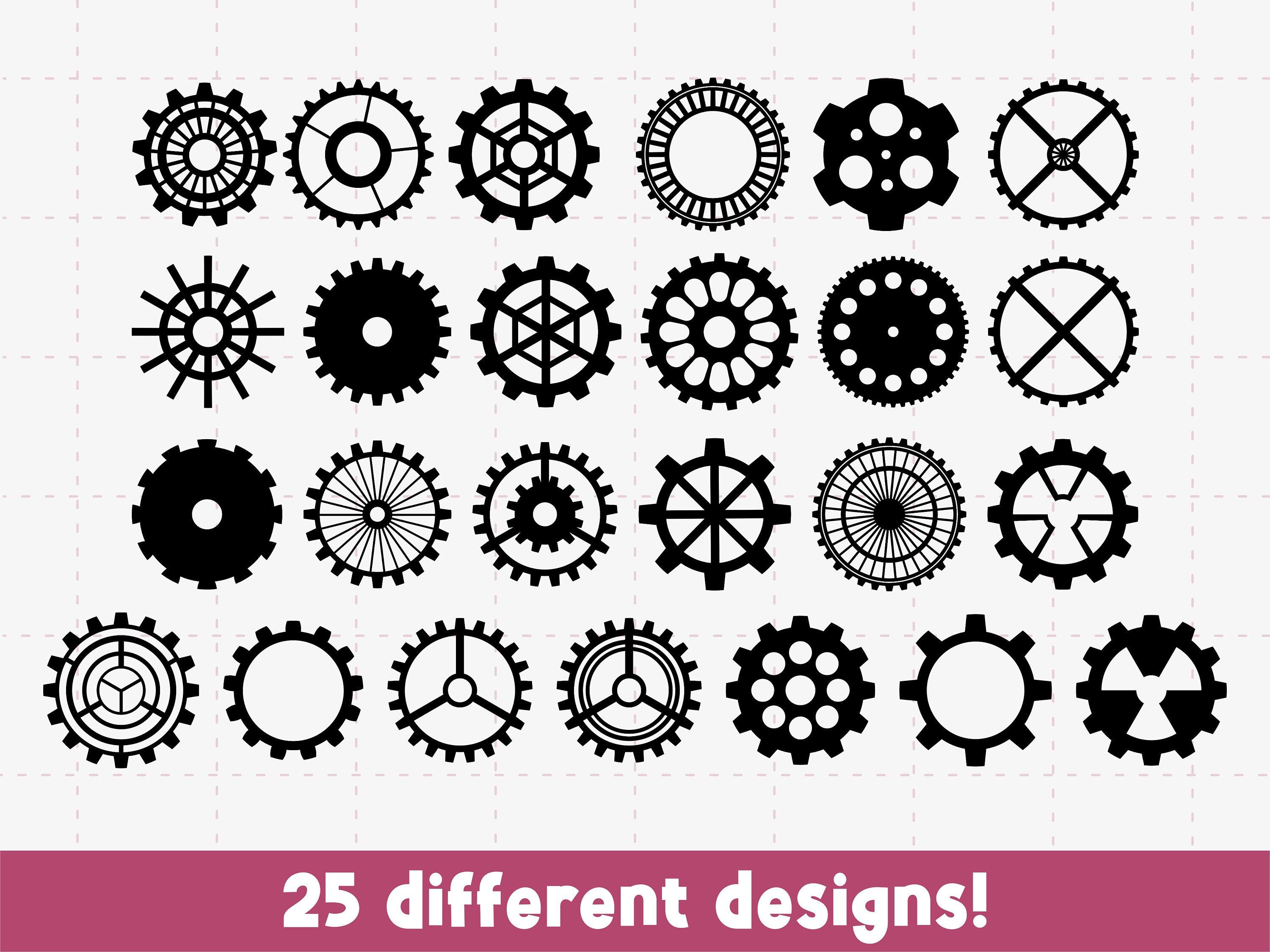 Cogs and Gears SVG Bundle, Steampunk Gear Designs, Cog Wheel Silhouette ...