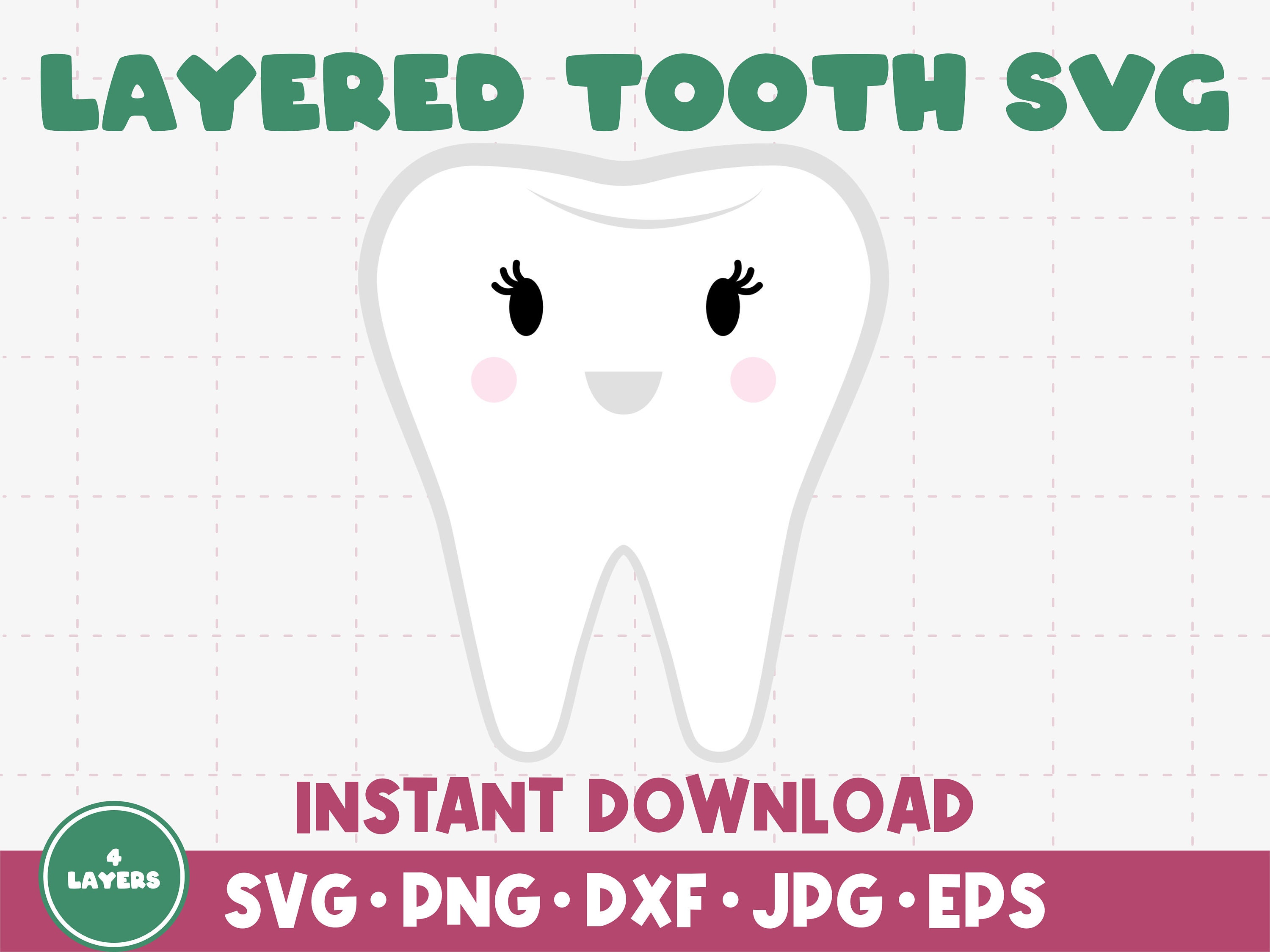 Layered SVG Tooth, Smiling Tooth Clip Art, Cute Teeth Vector Art, PNG ...