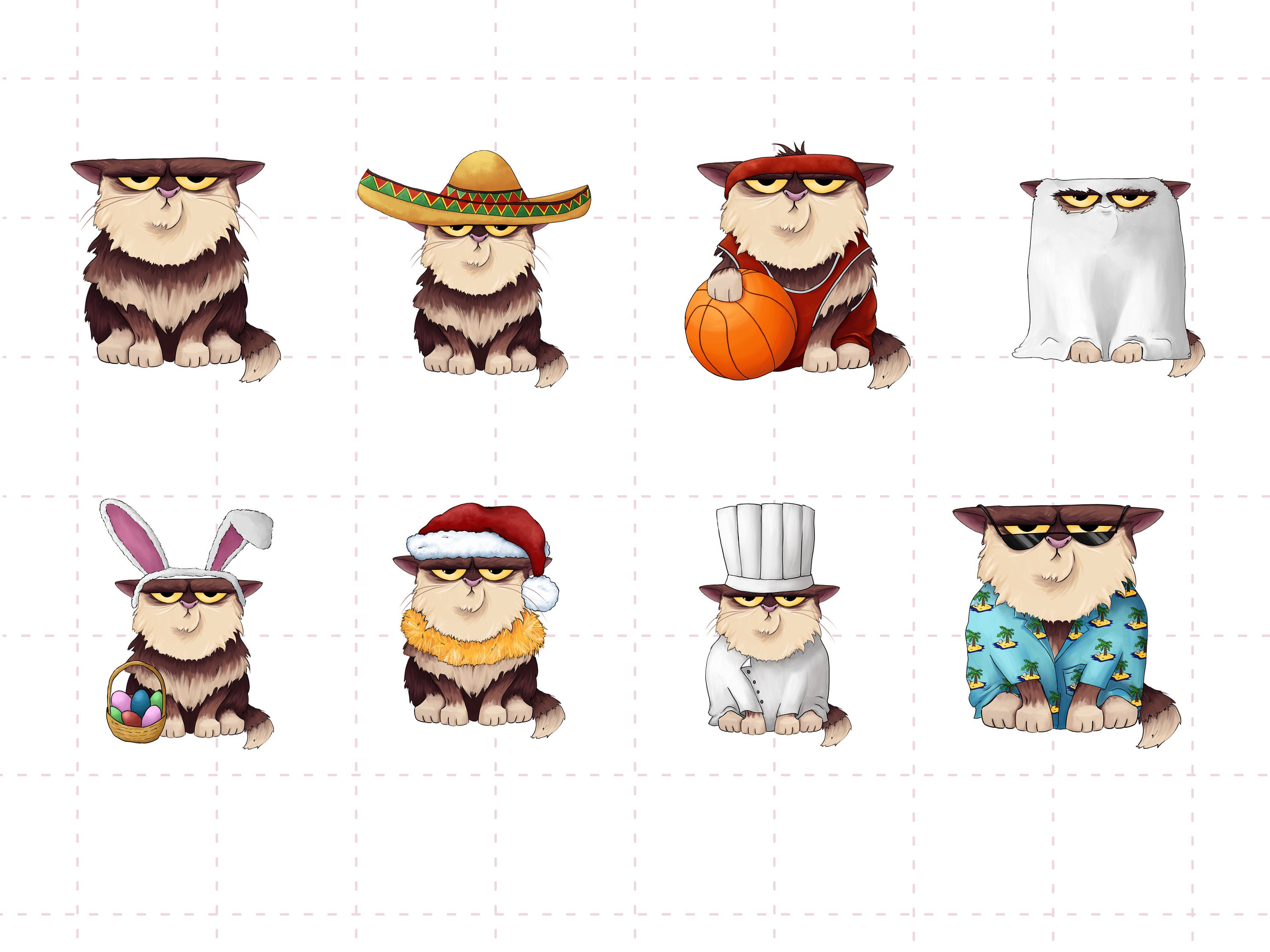 Unimpressed Cat Bundle Clipart High Quality PNG - Etsy