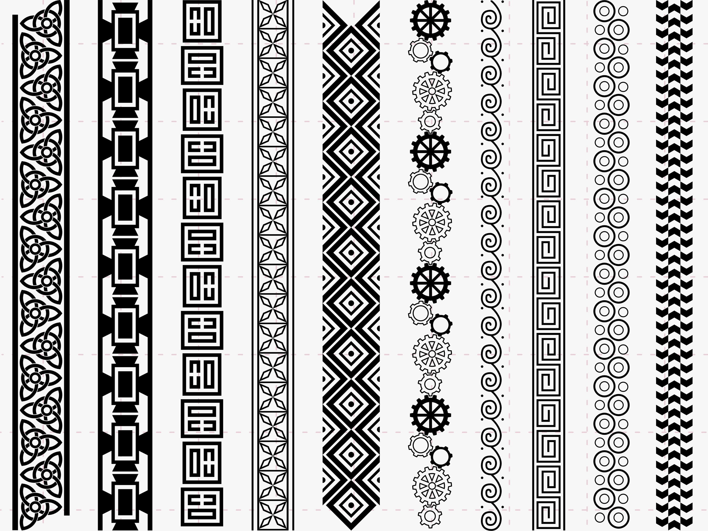 10 Pattern Band SVG Bundle, Border SVG Files for Cricut, Silhouette ...