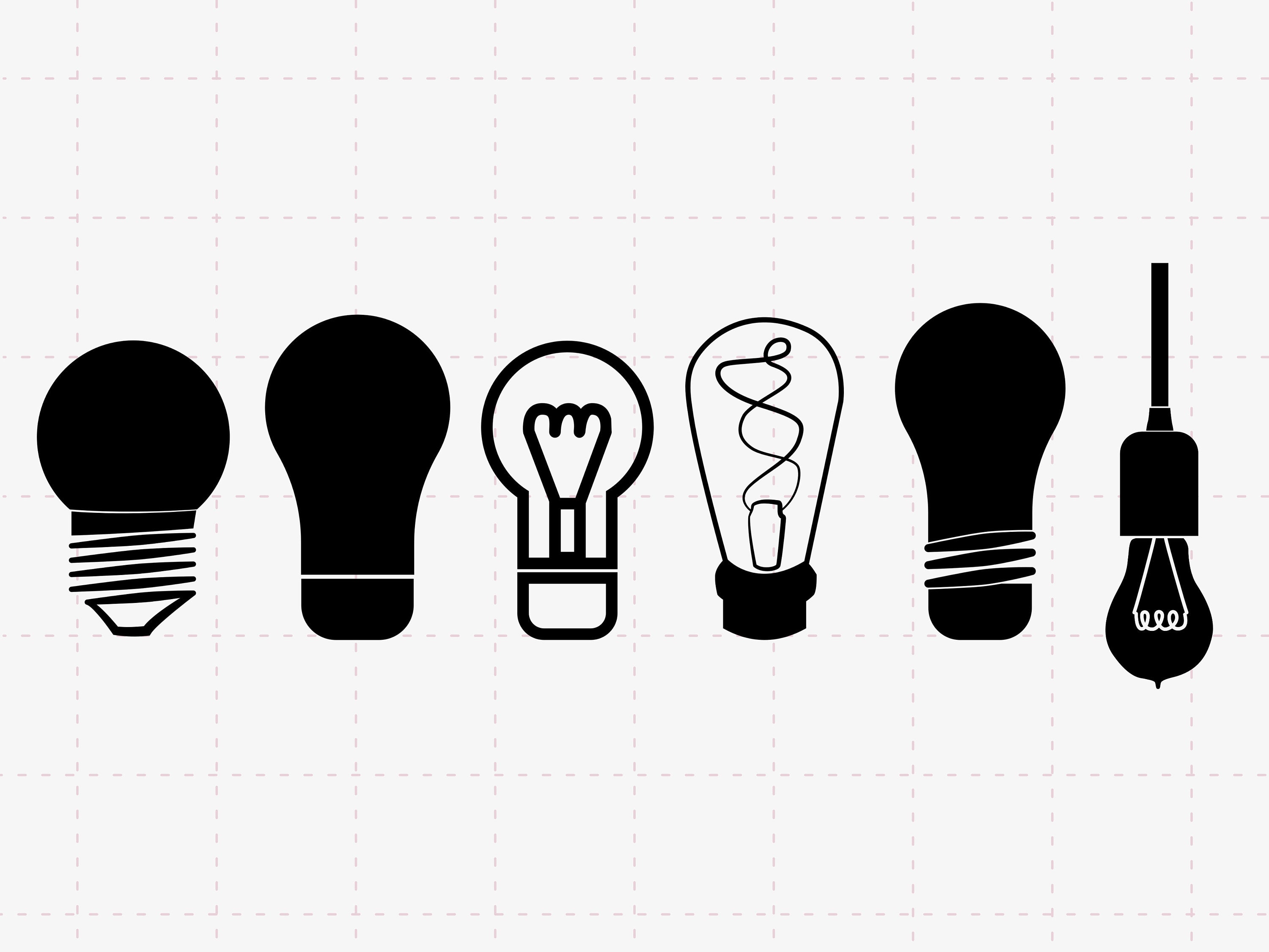 Light Bulb SVG, Lightbulb Vector Designs, Incandescent Bulb Cricut Cut ...