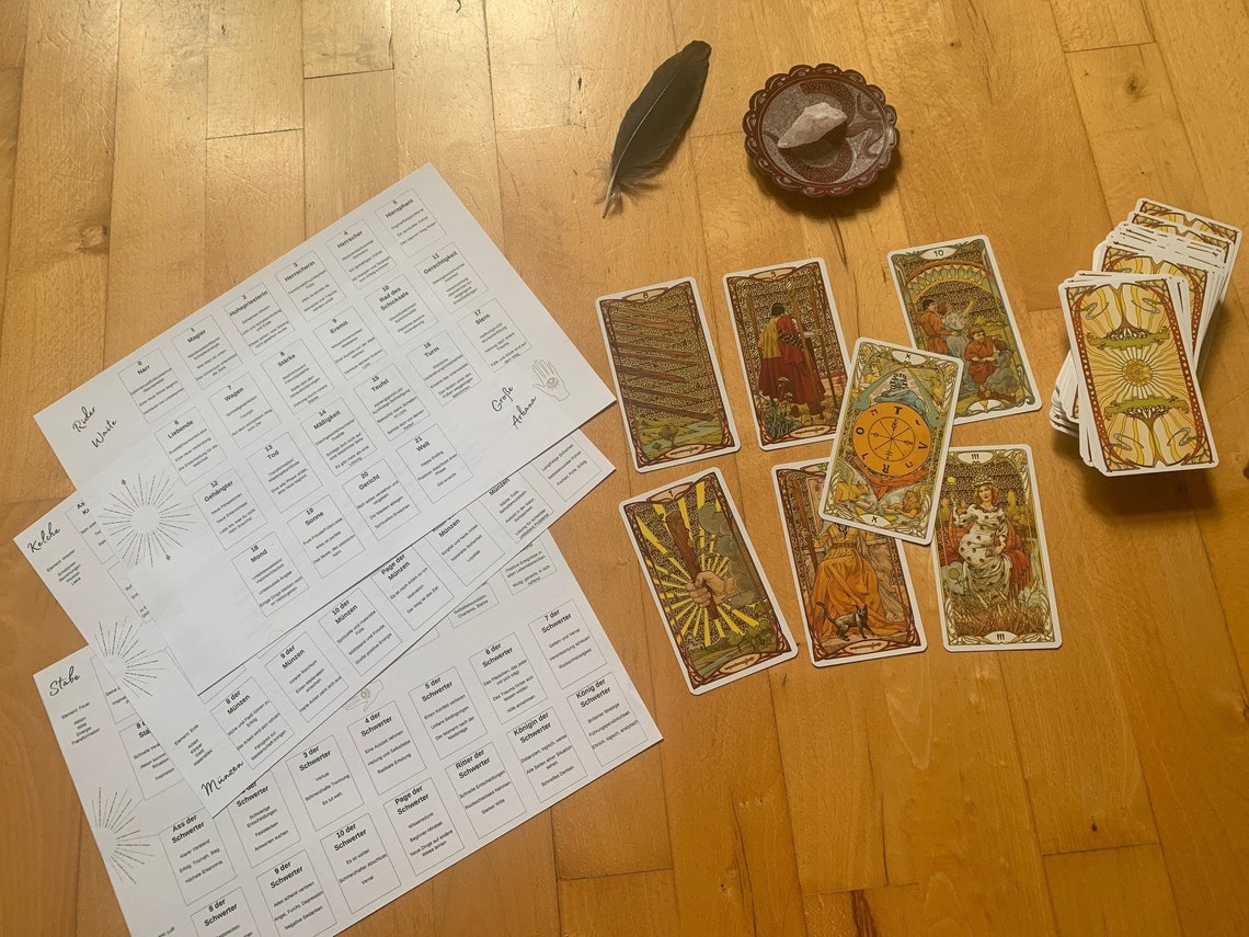 Raider Waite Tarot Cheat Sheet - Digital Download - Cheat Sheet - Din ...