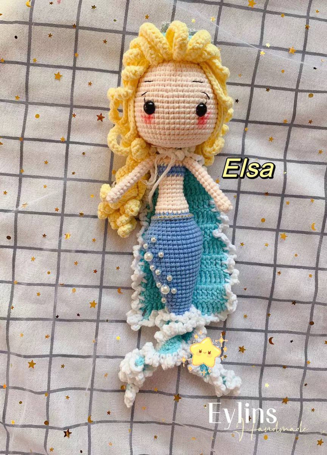 Elsa Mermaid Princess Crochet Doll Frozen Princess, Elsa Mermaid ...