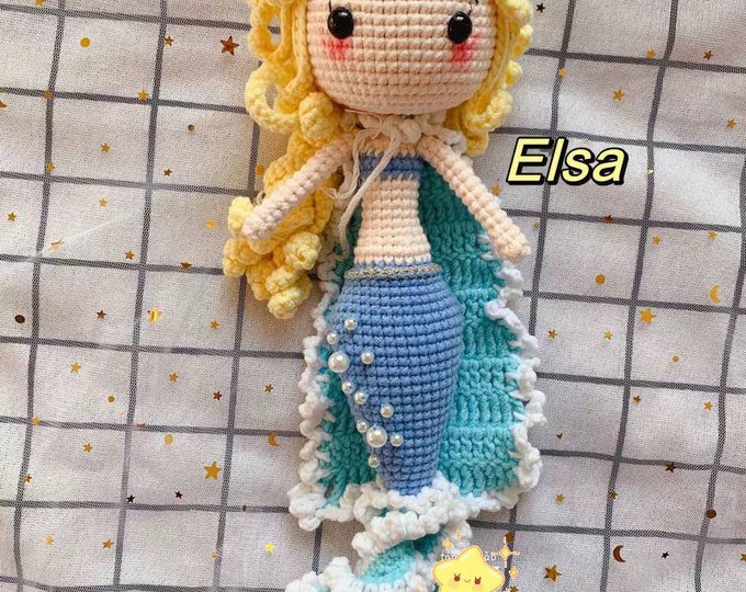 Elsa Mermaid Princess Crochet Doll Frozen Princess, Elsa Mermaid ...