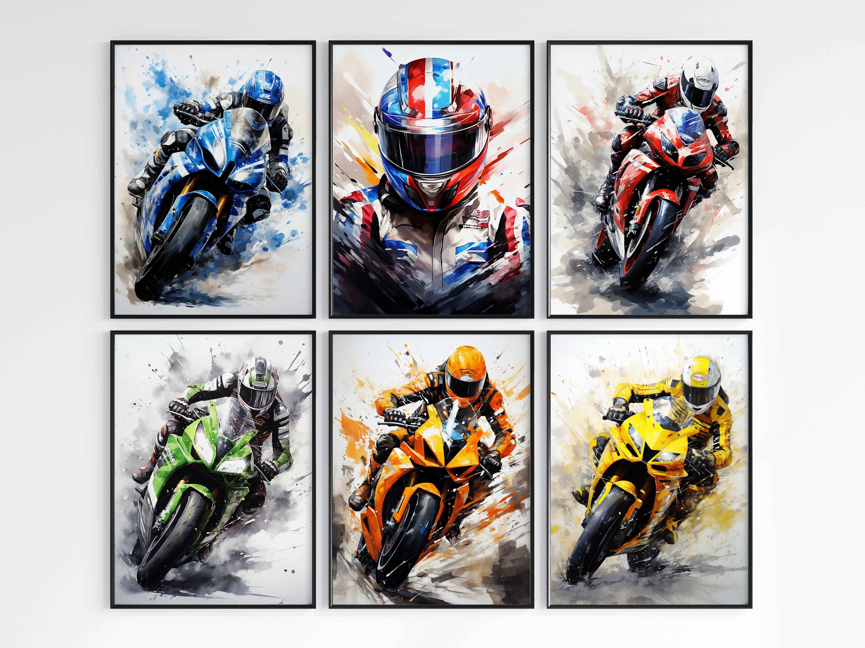 Motorbike Prints Motorcycle Wall Art Gifts for Bikers Boys Bedroom ...