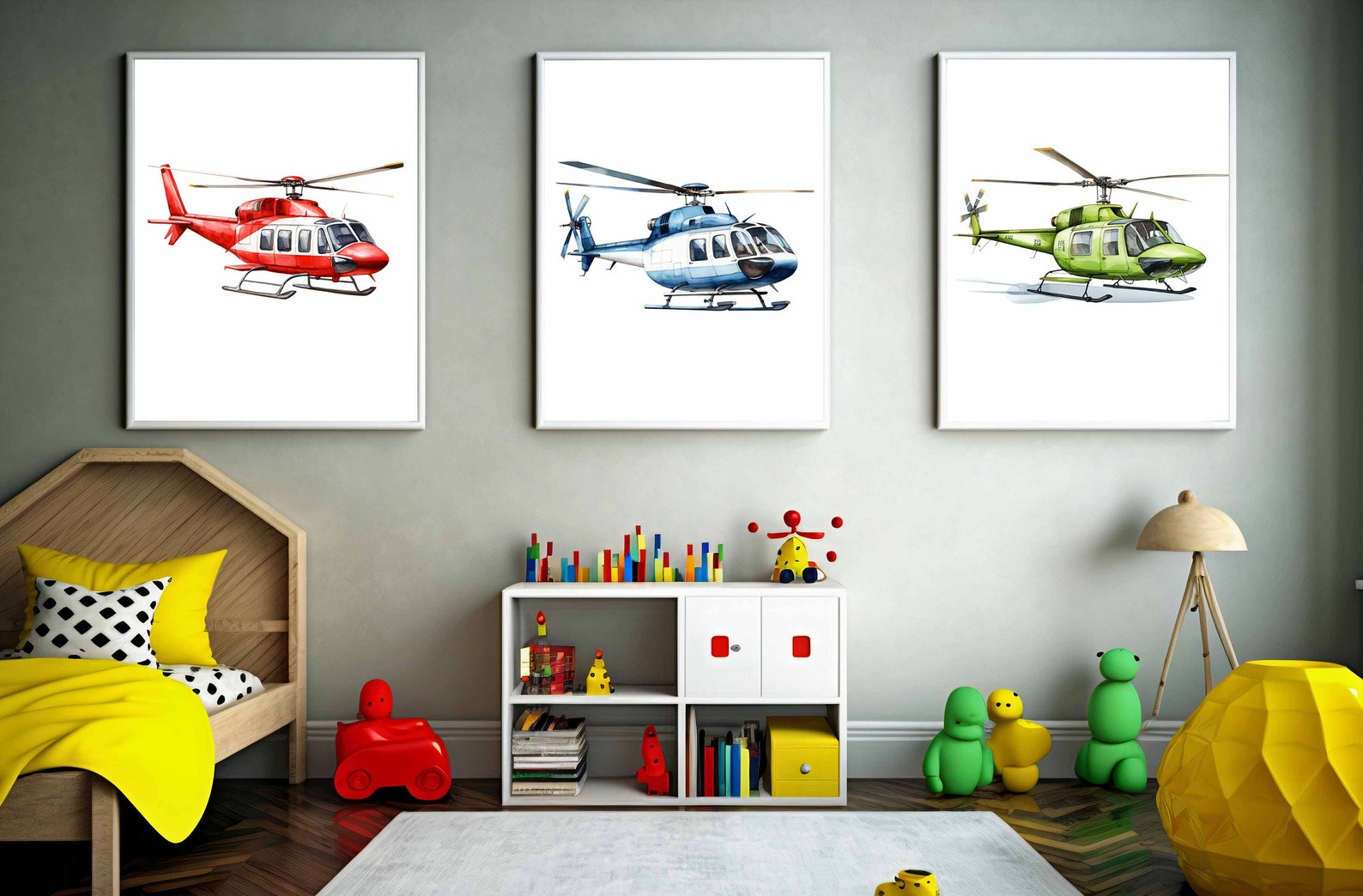 Helicopter Print Watercolor Nursery Printable Kids Wall Art Child Room ...