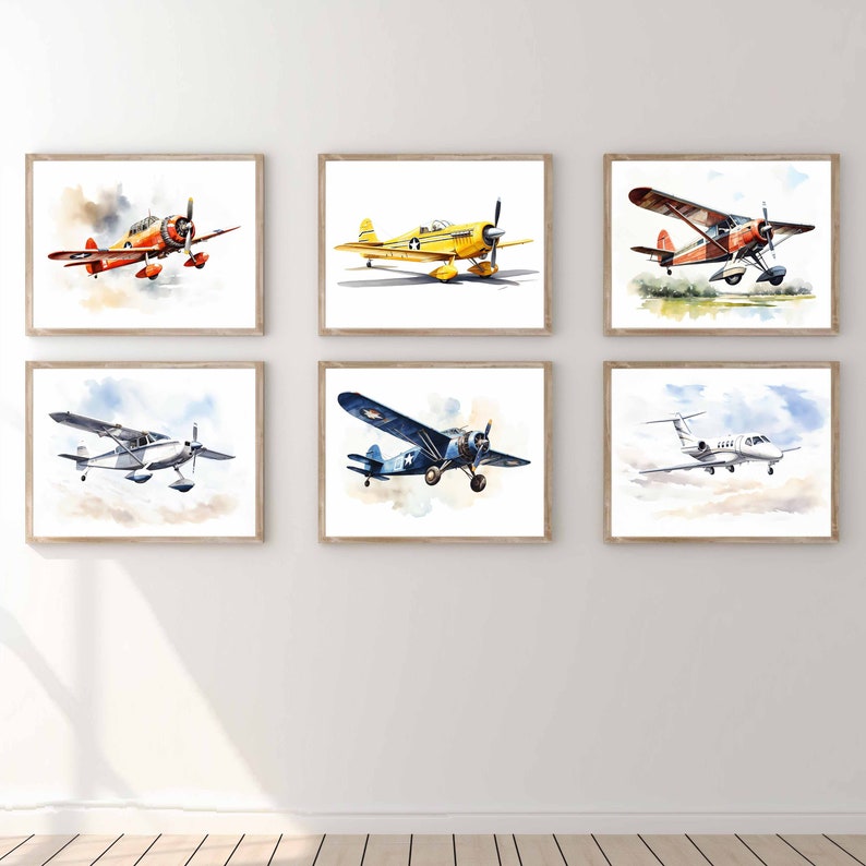 Airplane Print Plane Watercolor Aircraft Printable Airplane Wall Art ...