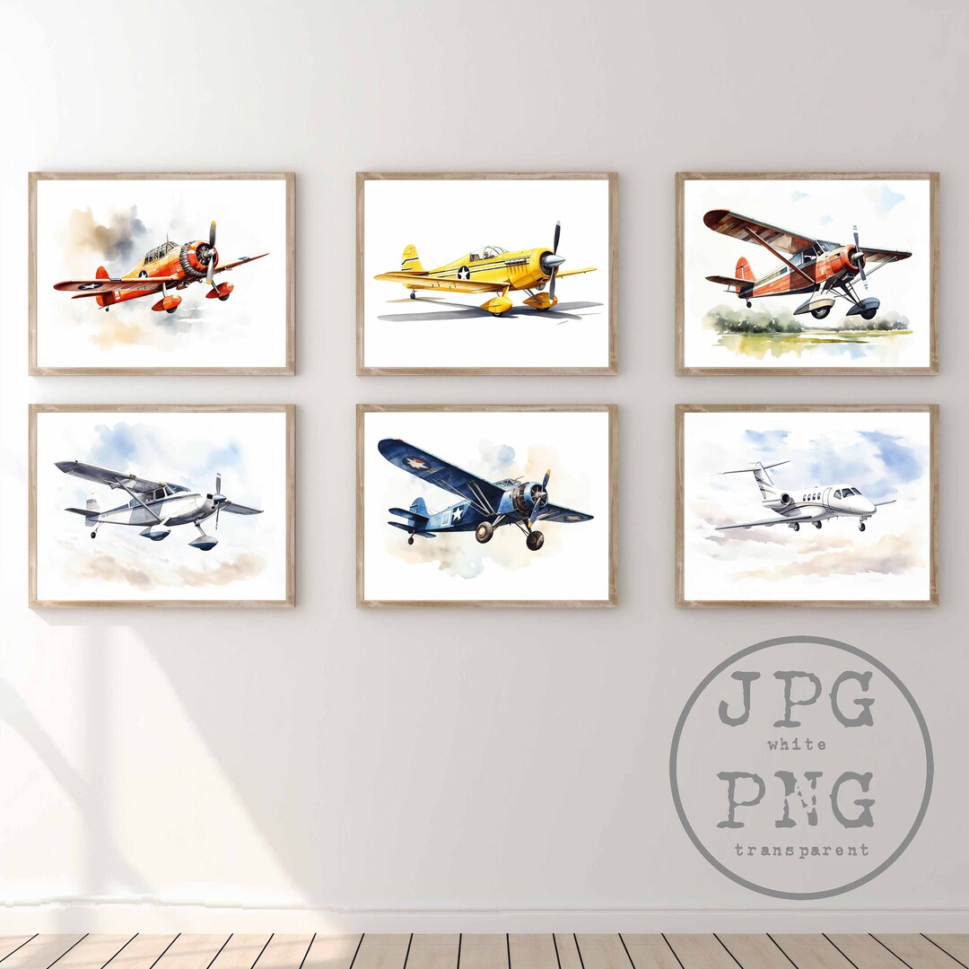 Airplane Print Plane Watercolor Aircraft Printable Airplane Wall Art ...