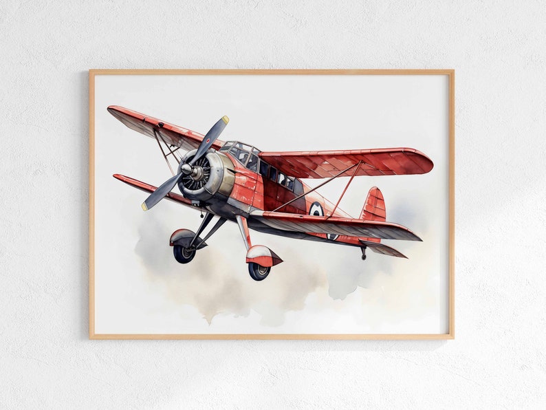 Airplane Print Plane Watercolor Set of 6 Printable Kids Airplane Wall ...
