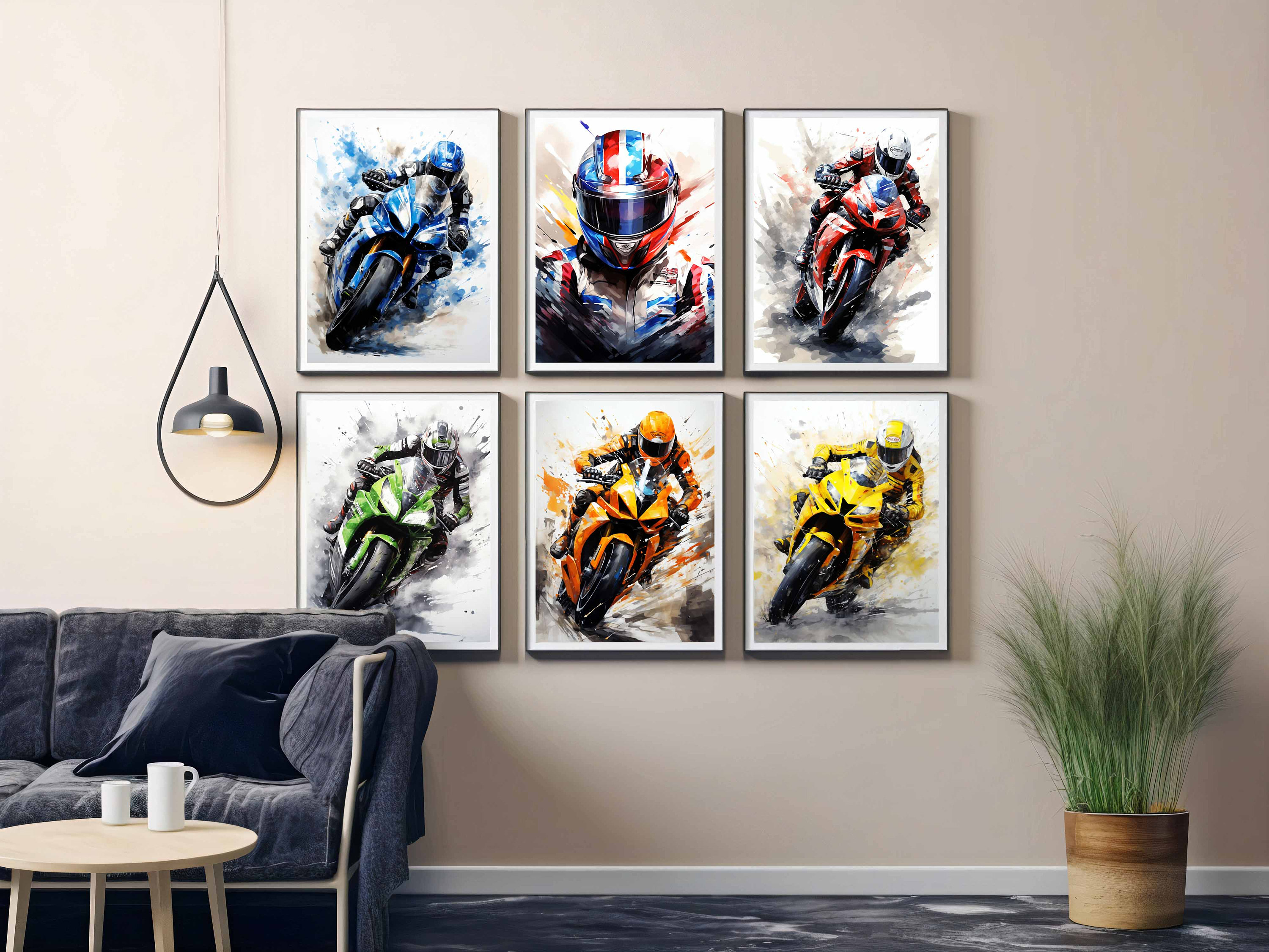 Motorbike Prints Motorcycle Wall Art Gifts for Bikers Boys Bedroom ...