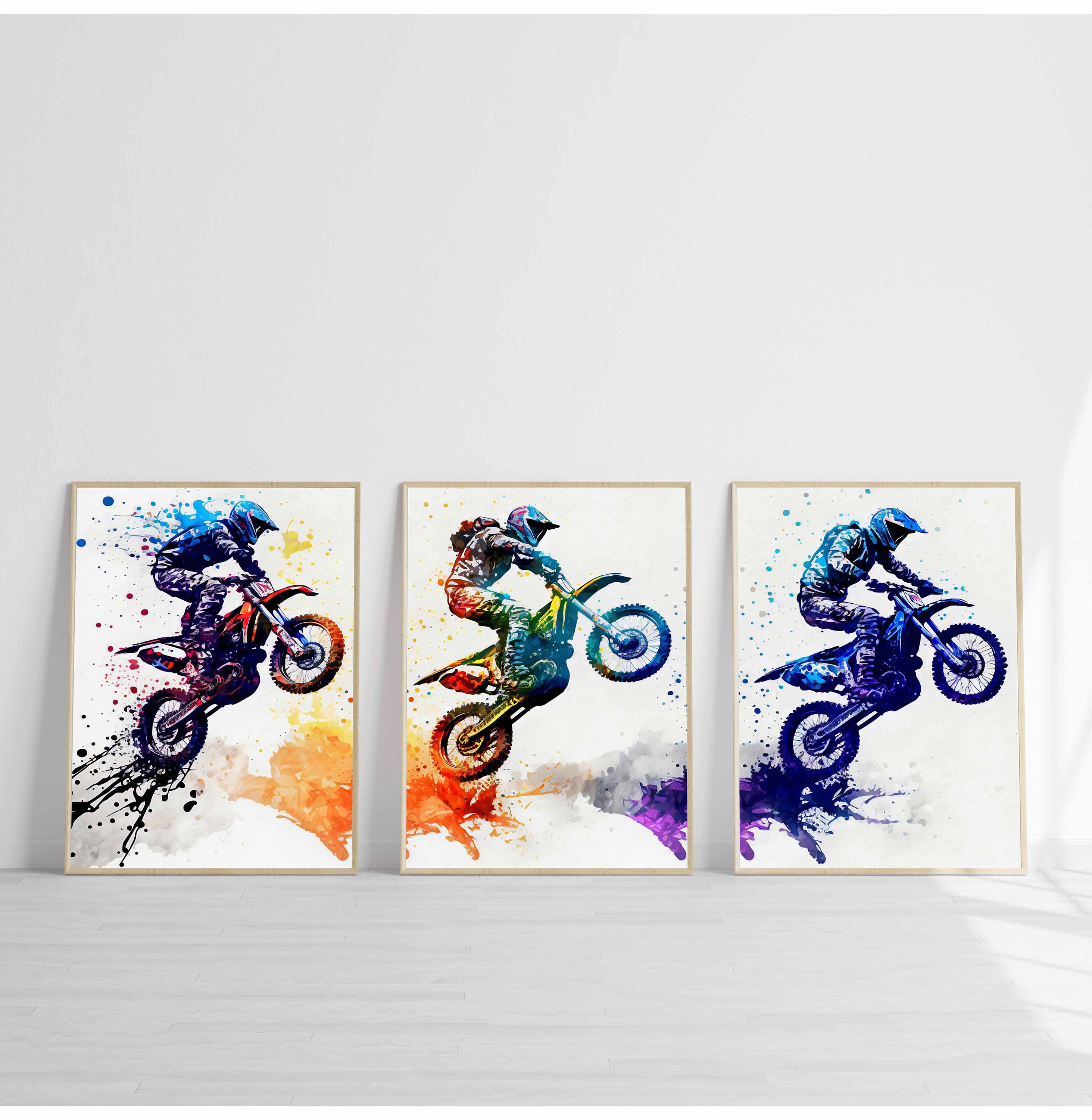 Motocross Print Watercolor Set of 3 Dirt Bike Printable - Etsy