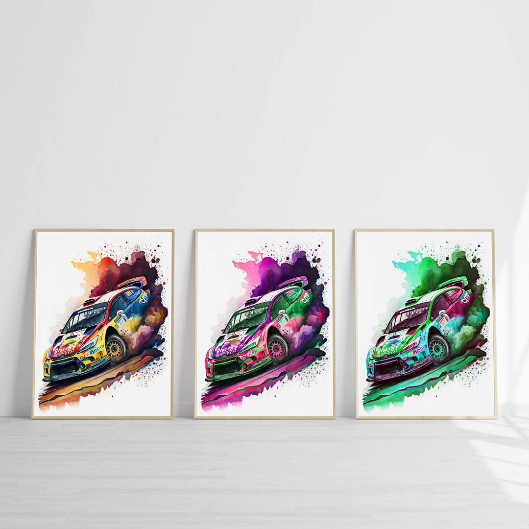 Rally Car Wall Art Print Watercolor Printable Instant Download Set of 3 ...