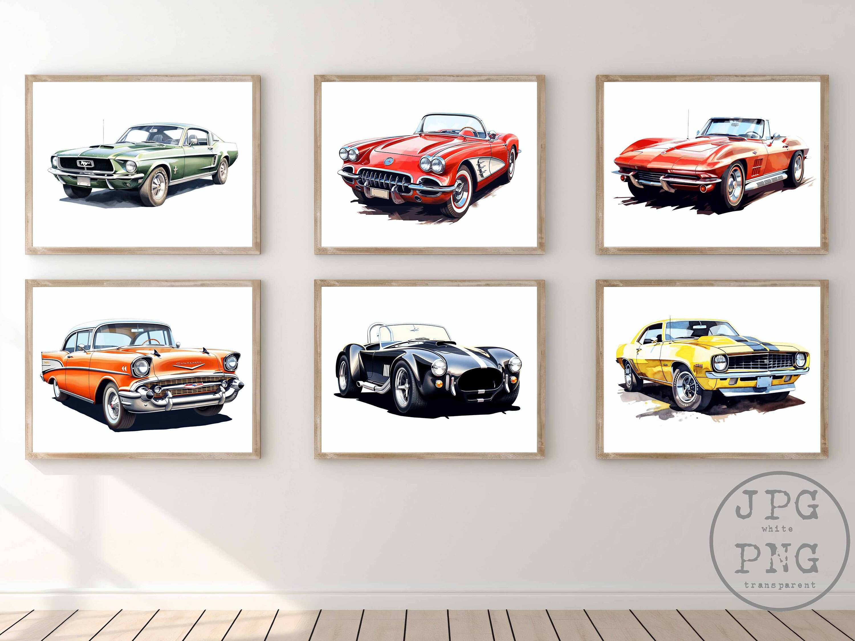 Classic Car Prints Vintage Car Printable Artwork 6 Muscle Car - Etsy Canada