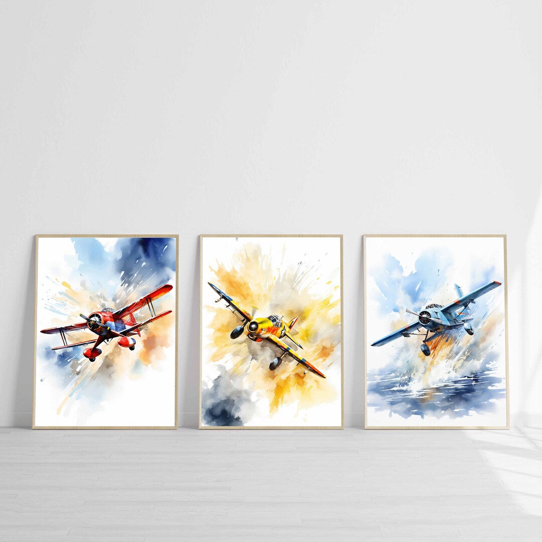 Airplane Print Plane Watercolor Printable Airplane Wall Art Teen Boy ...
