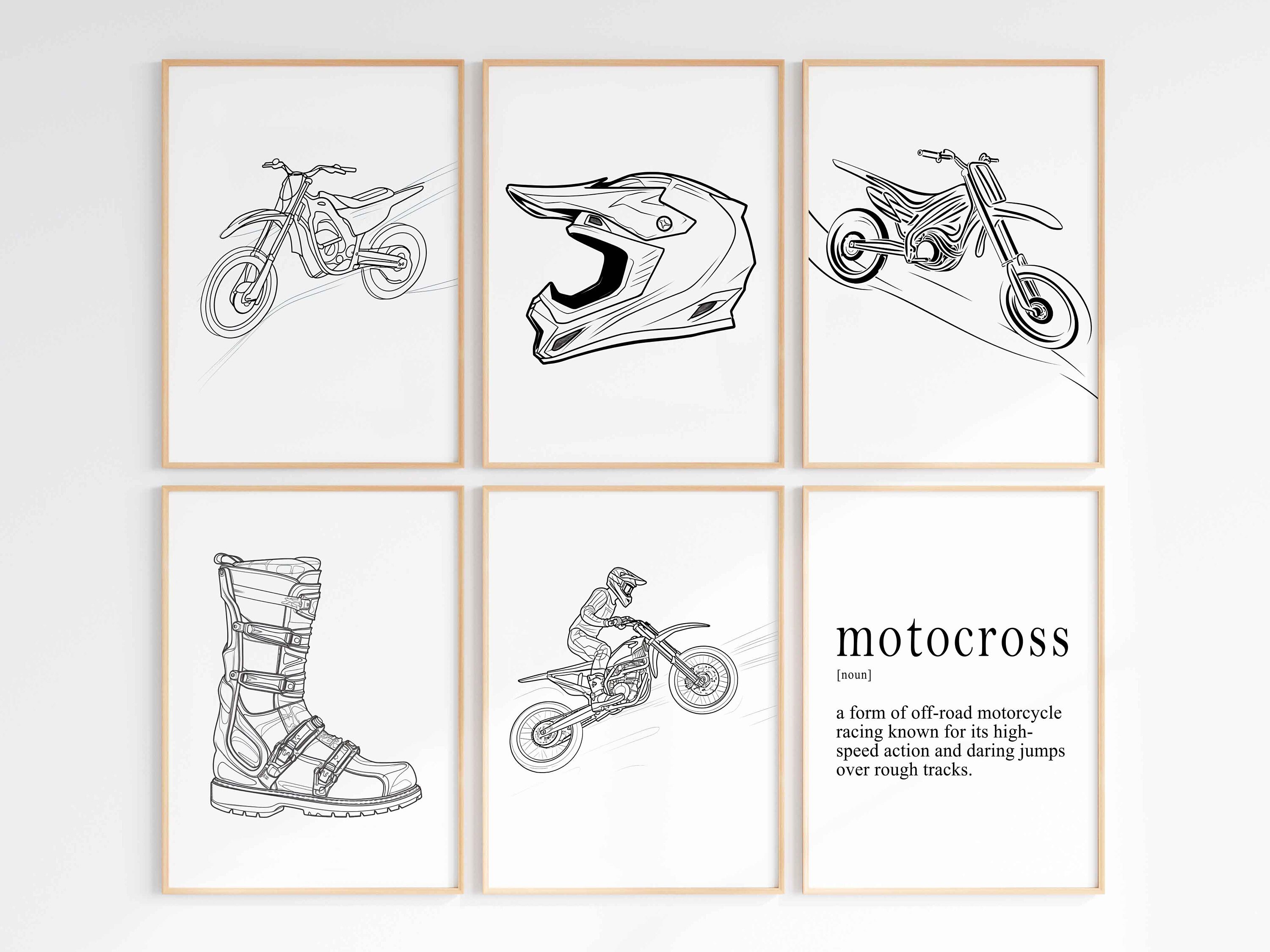 Motocross One Line Art Dirt Bike Printable Wall Art Digital Download ...