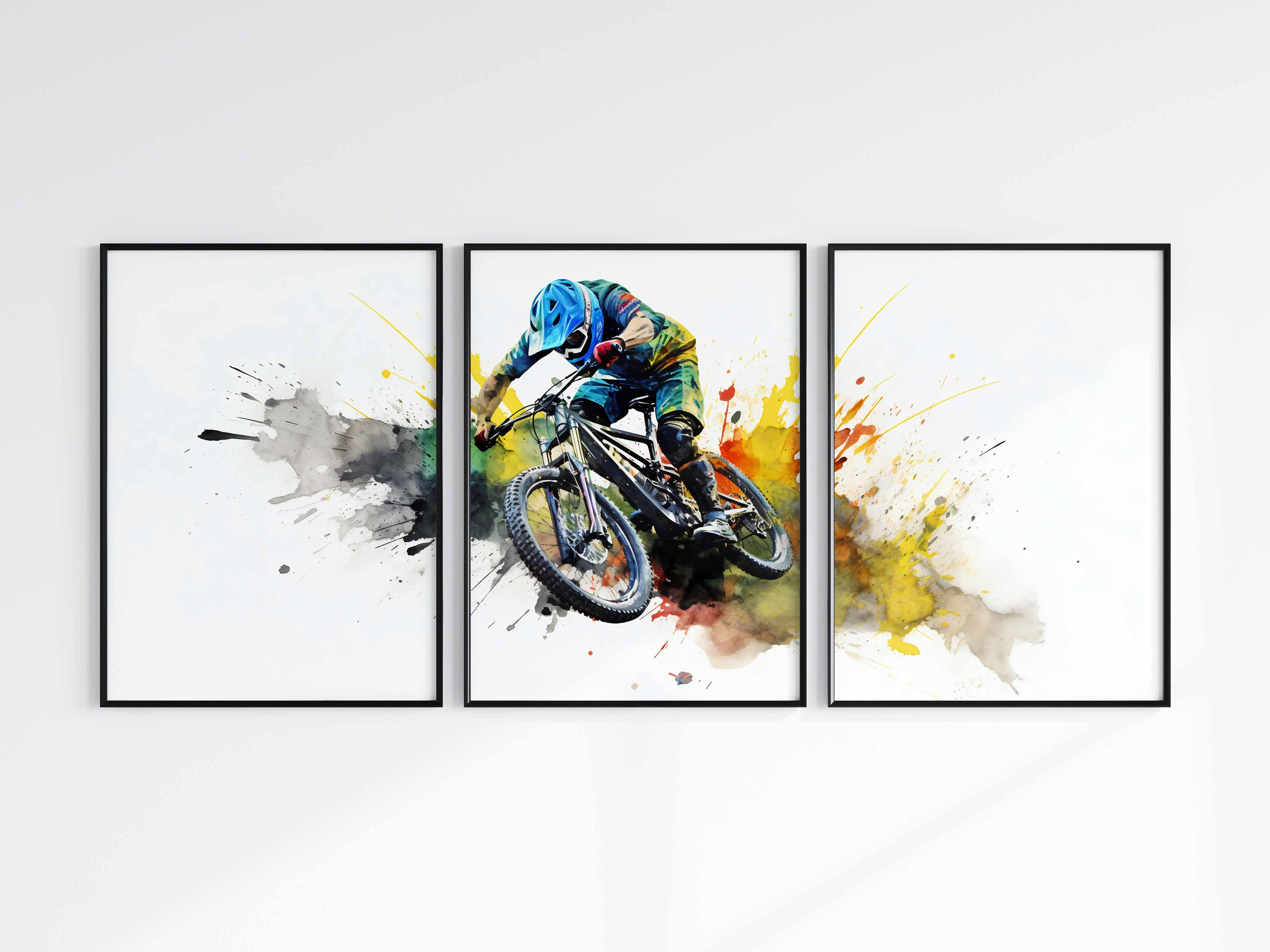 Mountain Bike Print Watercolor Bicycle Poster Downhill Mountain Bike ...