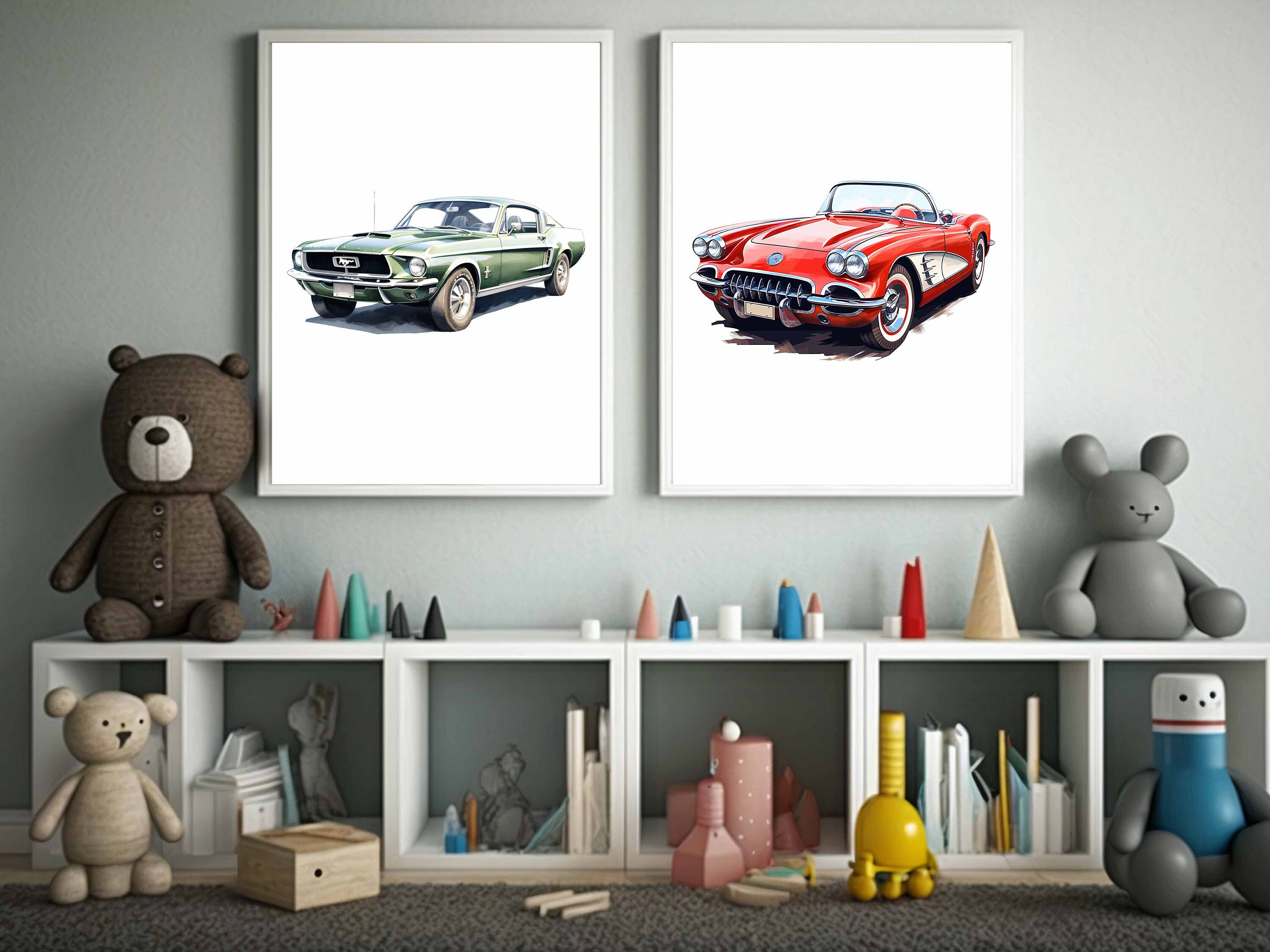 Classic Car Prints Vintage Car Printable Artwork 6 Muscle Car - Etsy