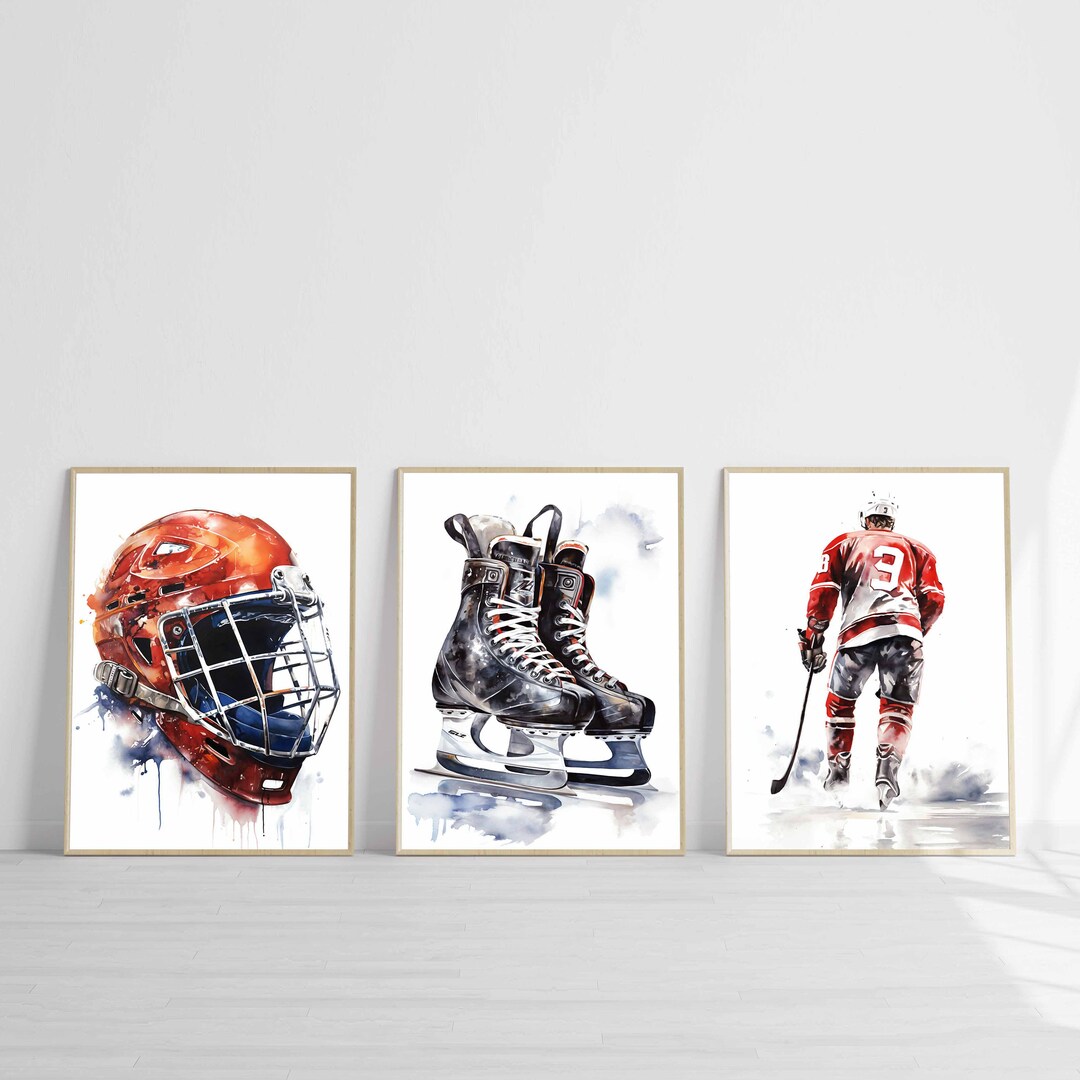 Ice Hockey Print Watercolor Printable Wall Art Instant Download Set of ...