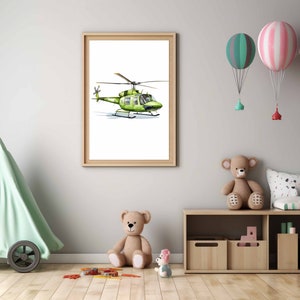 Helicopter Print Watercolor Nursery Printable Kids Wall Art Child Room ...