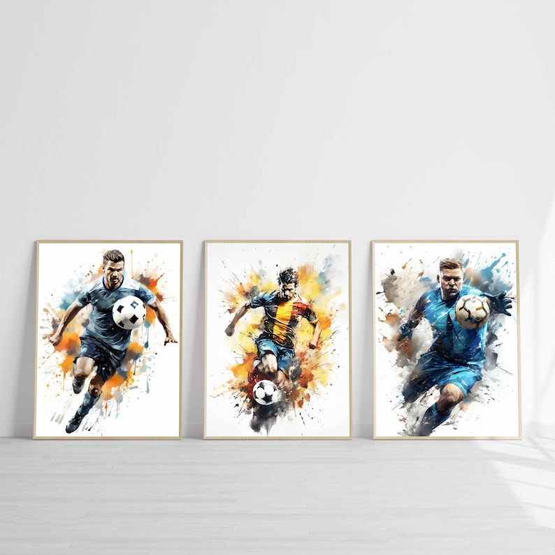 Football Print Watercolor Graffiti Printable Soccer Wall Art Instant ...