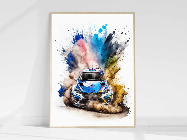 Rally Car Wall Art Print Watercolor Printable Instant Download Set of 3 ...
